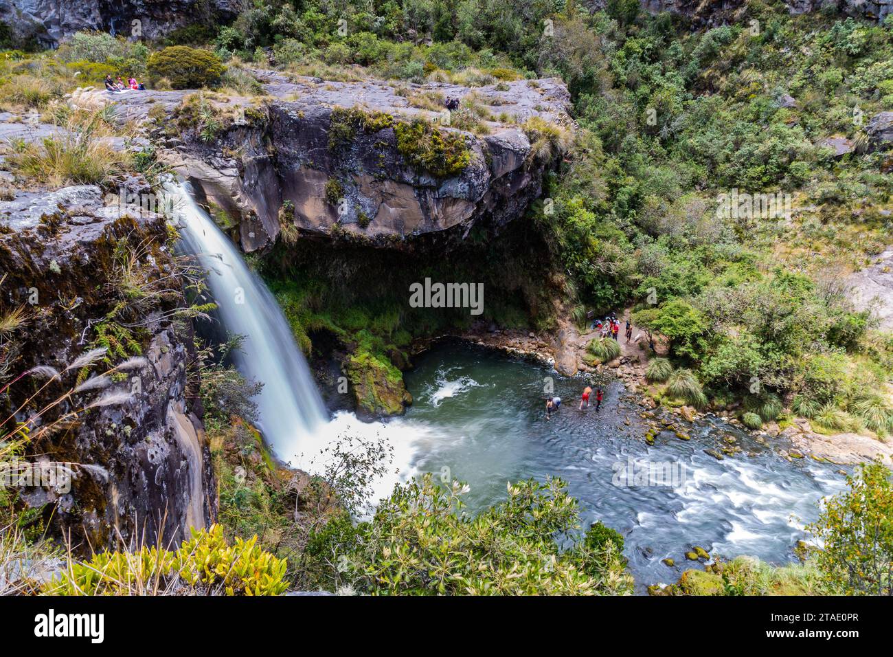 Waterfall formed of crystalline water that is born in the cotopaxi and ...