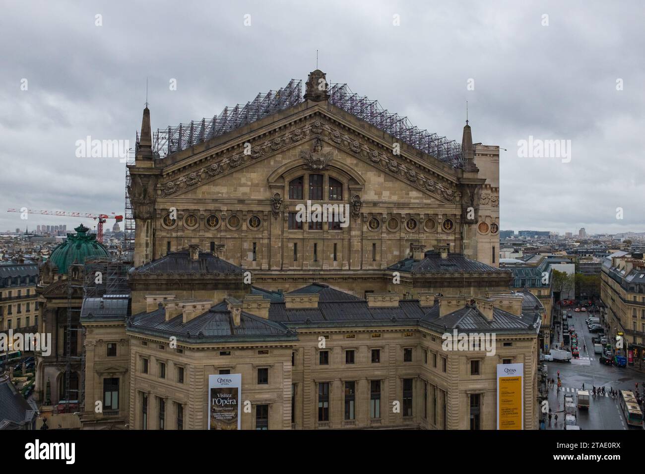 Paris, France, 2023. View of the back of the Opéra Garnier, its roof ...