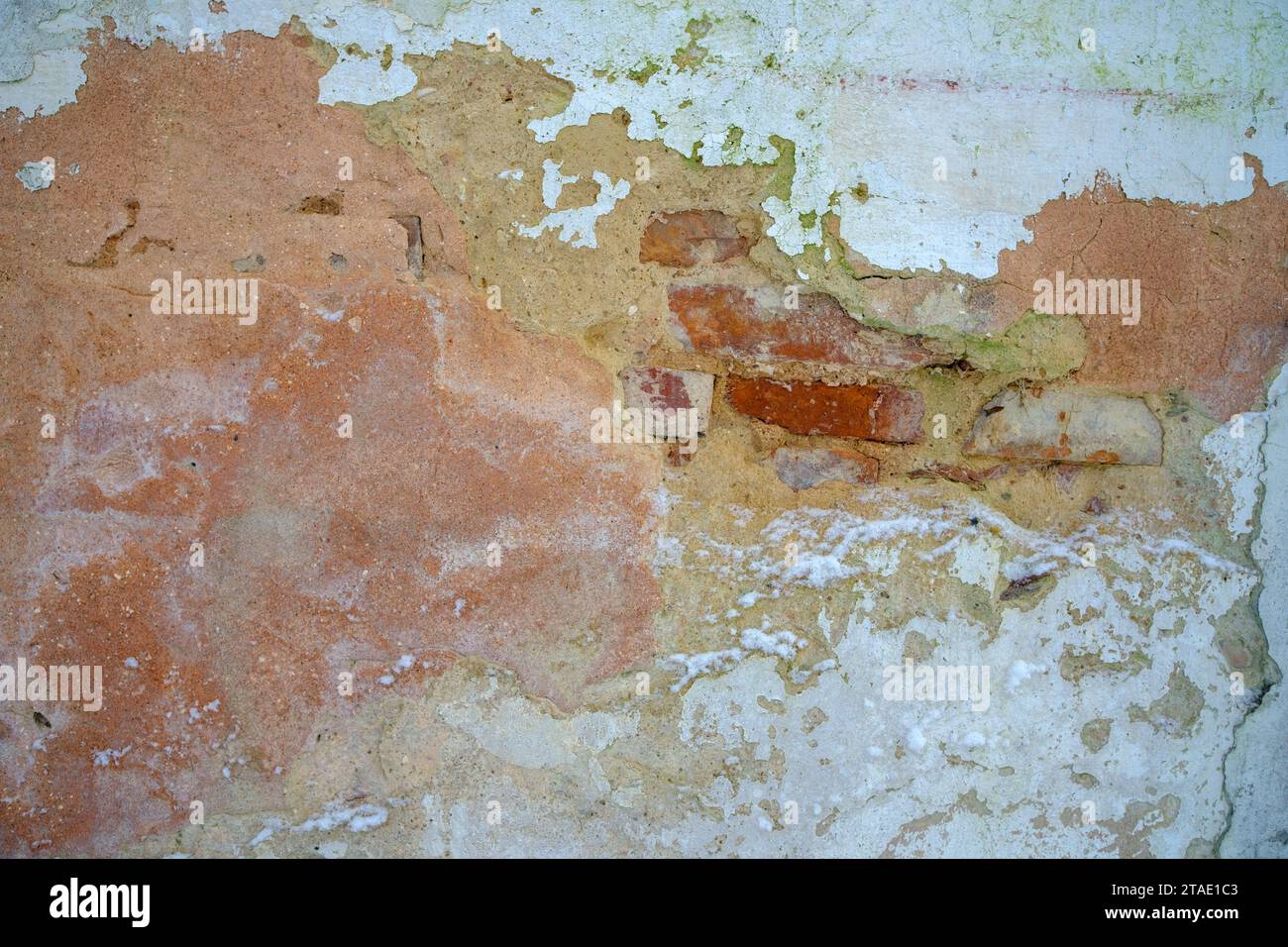 Water damaged ceiling roof in an old house. Water damage building ...