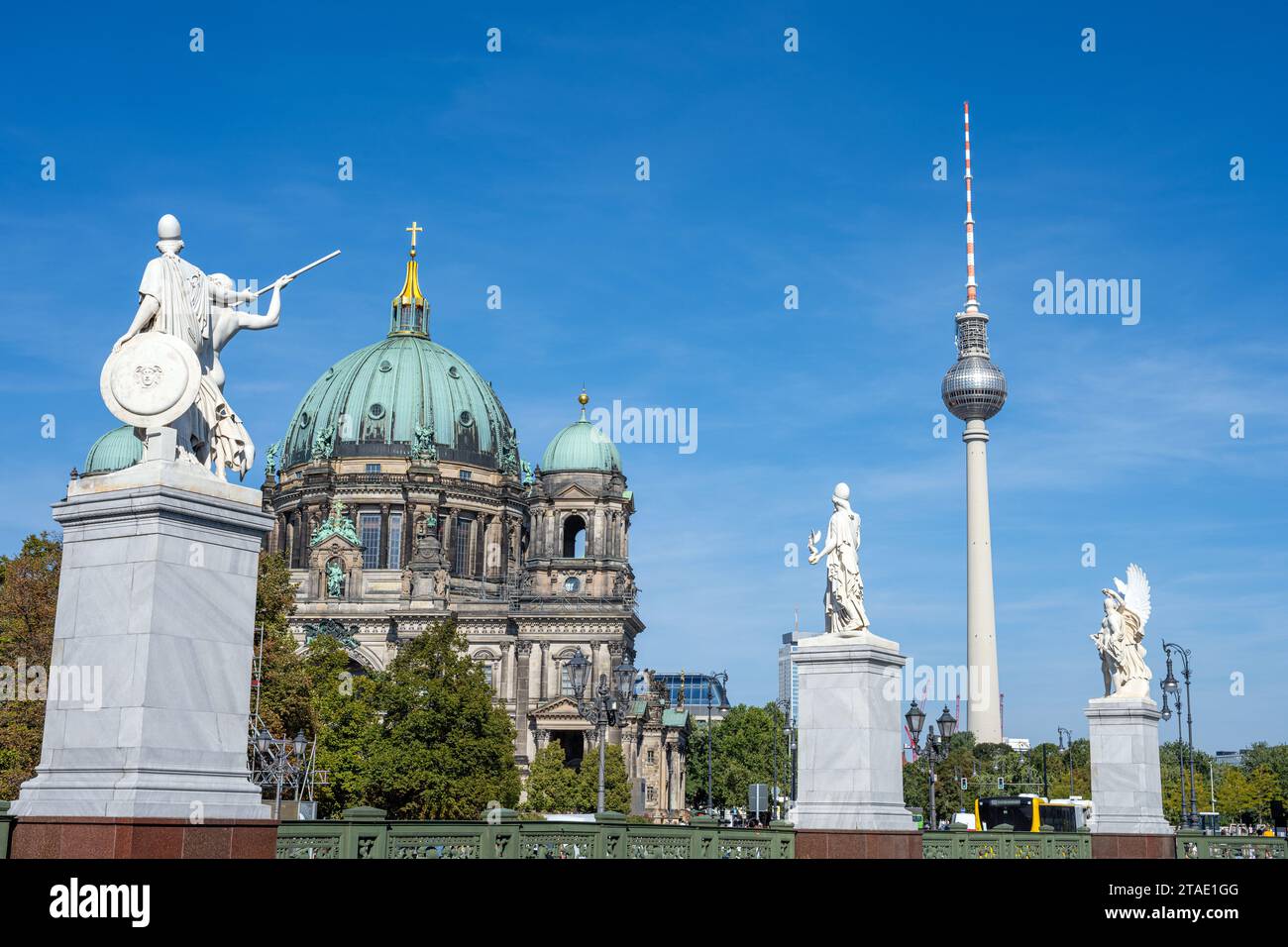 The Cathedral, the Television Tower and some white sculptures seen in ...