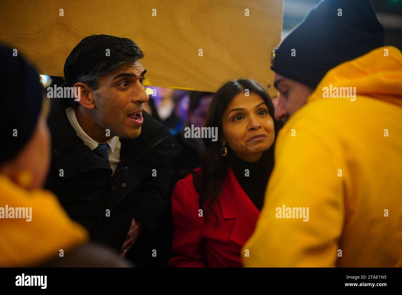 Prime Minister Rishi Sunak and his wife Akshata Murty, speak to guests ...