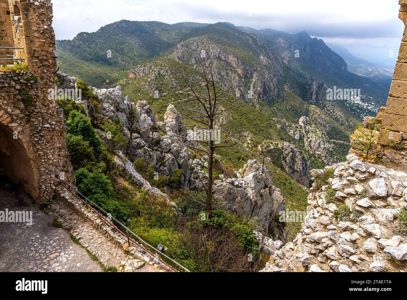 The Kyrenian hills viewed from the upper section of Saint Hilarion ...