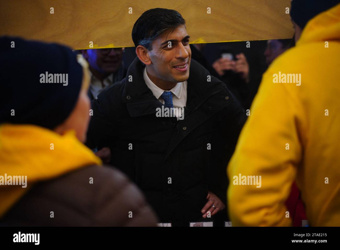 Prime Minister Rishi Sunak, speaks to stall holders at the switching on ...