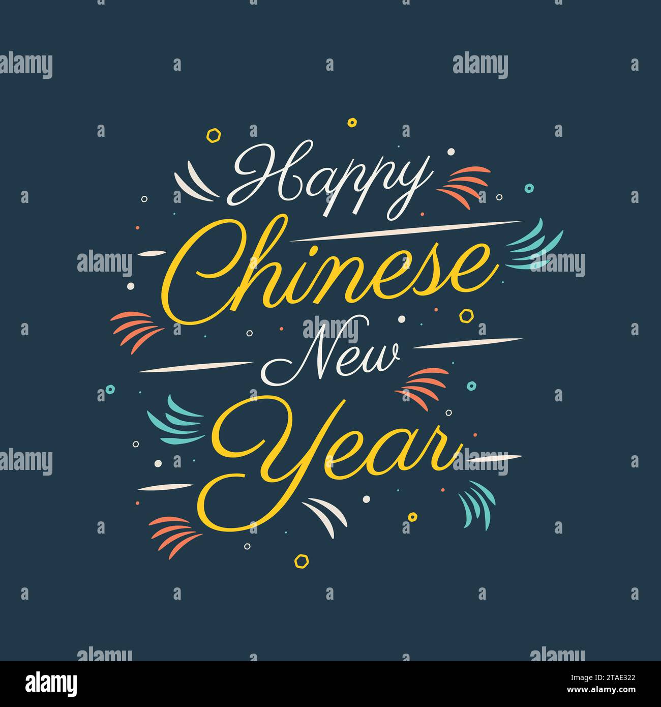 Happy Chinese New Year greeting card. Lunar New Year Lettering Design ...