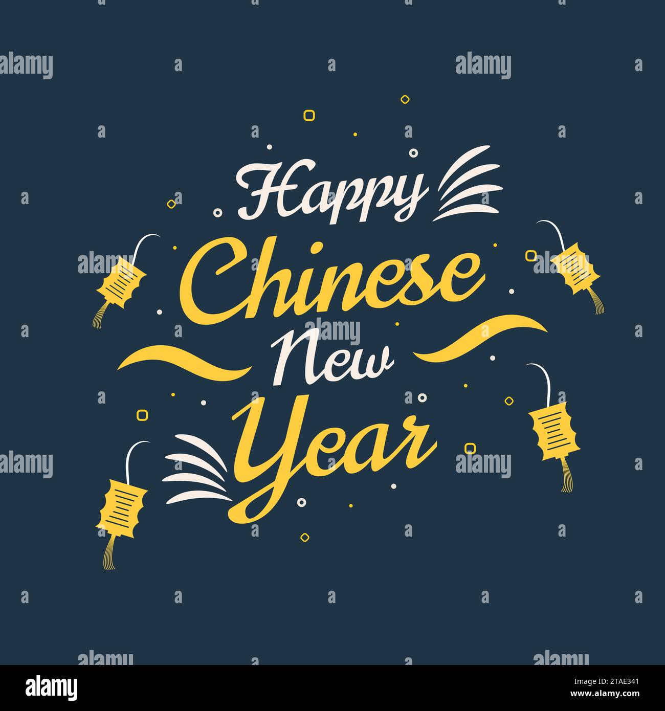Happy Chinese New Year greeting card. Lunar New Year Lettering Design ...