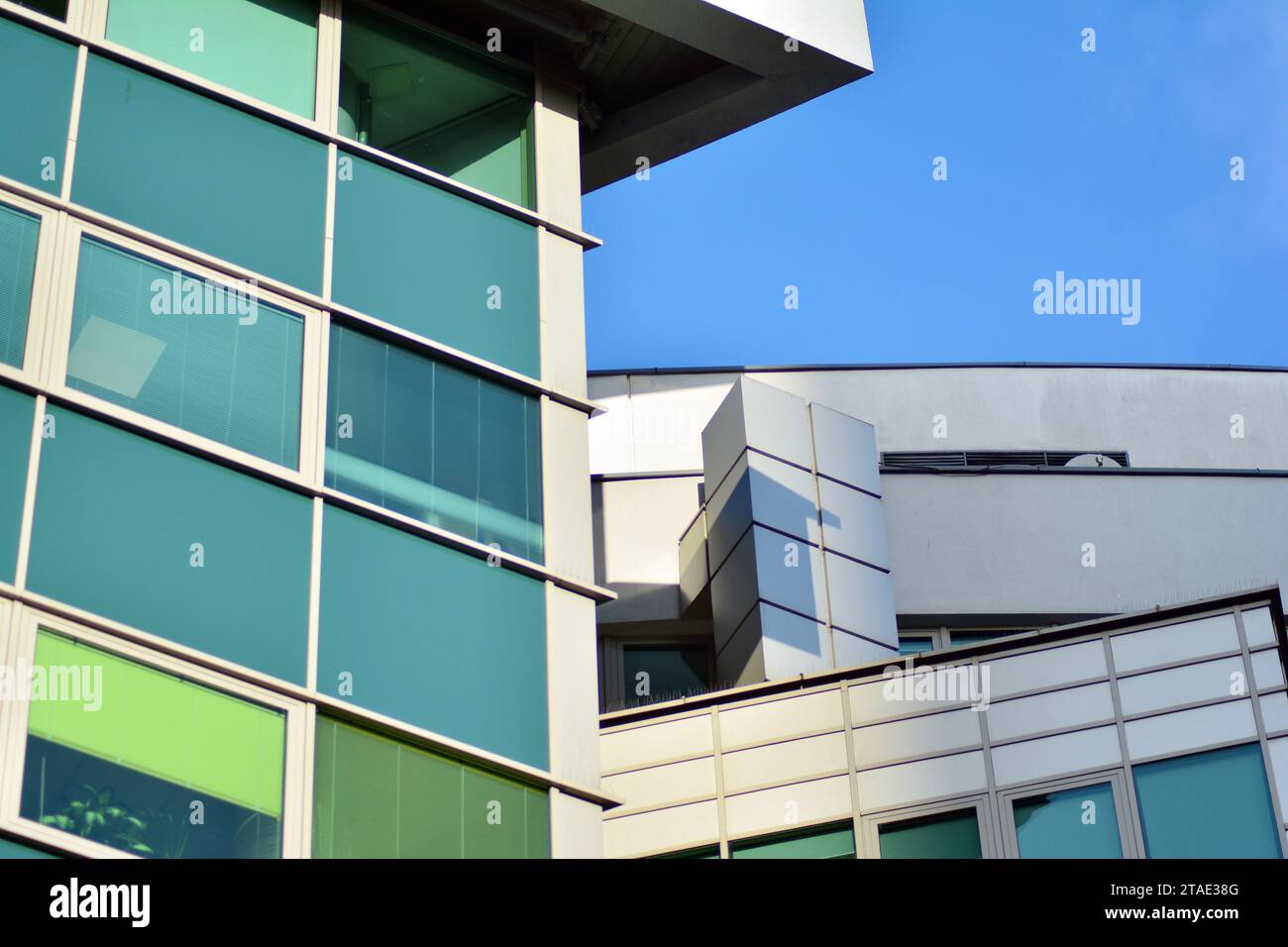 Modern office building in the city with windows and steel and aluminum ...