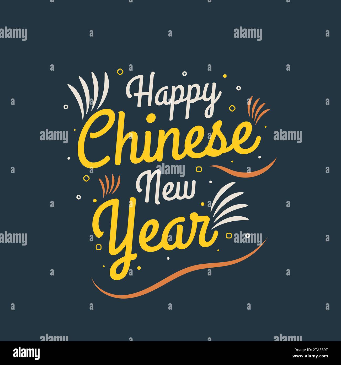 Happy Chinese New Year greeting card. Lunar New Year Lettering Design ...