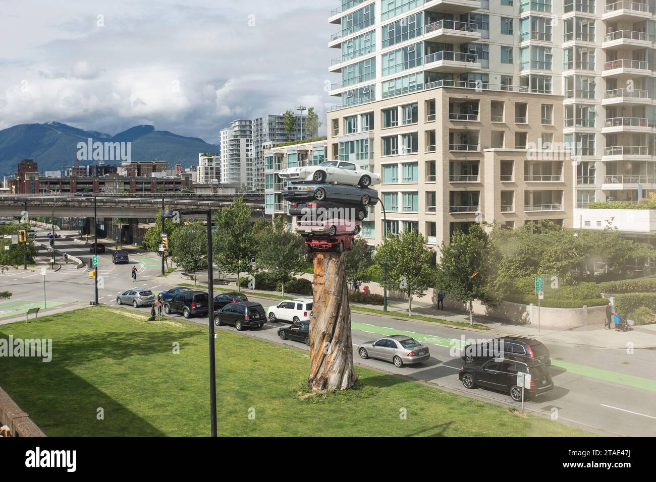 Canada, British Columbia, Vancouver, The Totem Trans Am sculpture made ...