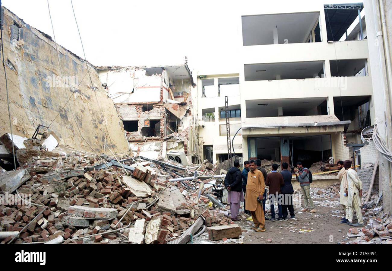 View of site after under-construction multi-storey building collapse ...