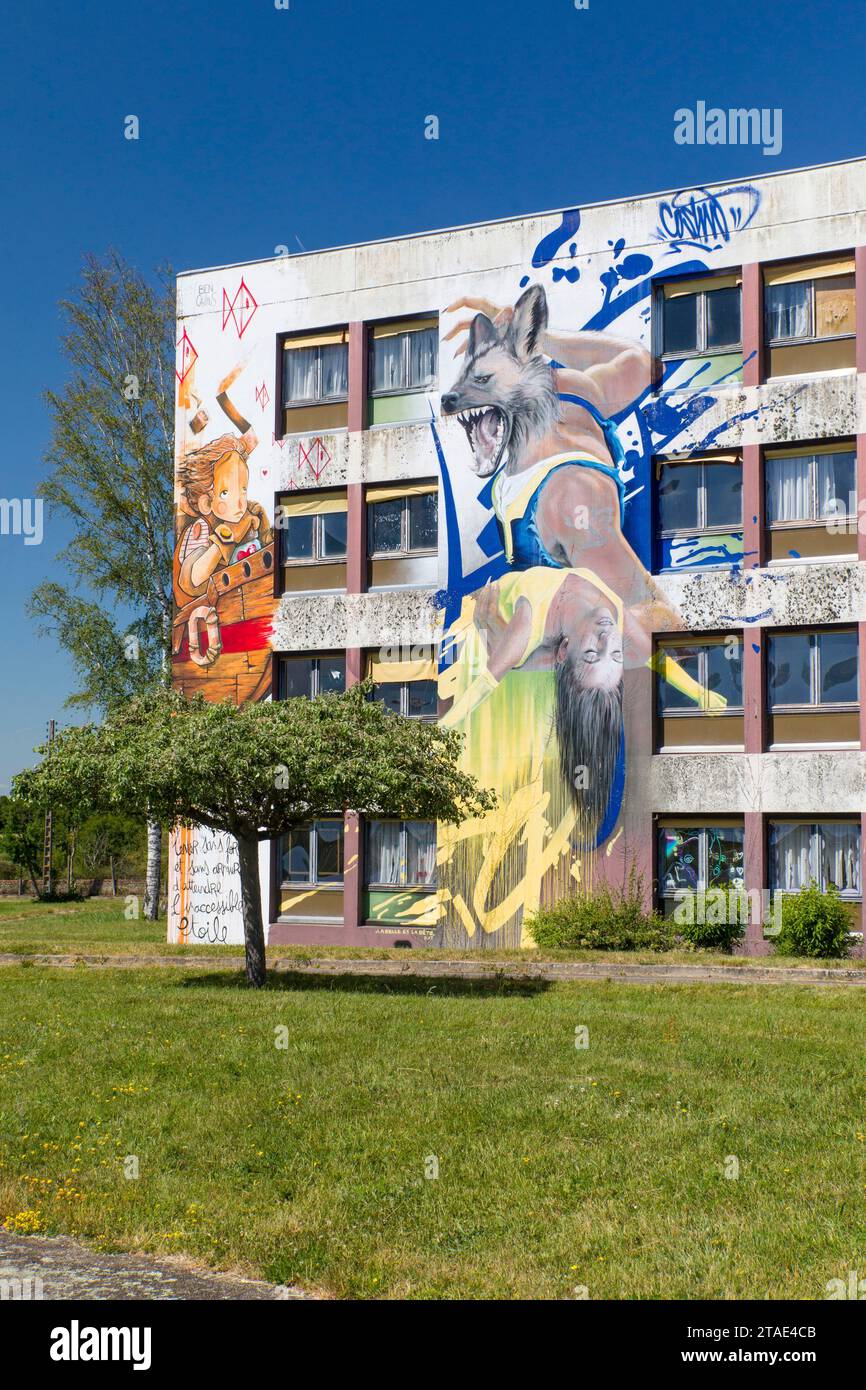 France, Allier, Lurcy-Lévis, Street Art City, this former France ...