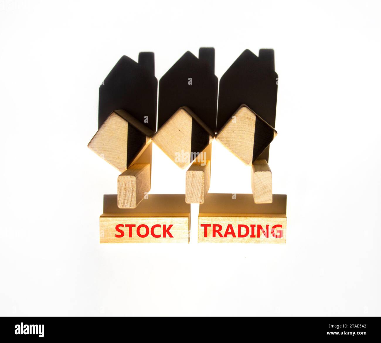 Stock trading symbol. Concept words Stock trading on beautiful wooden ...