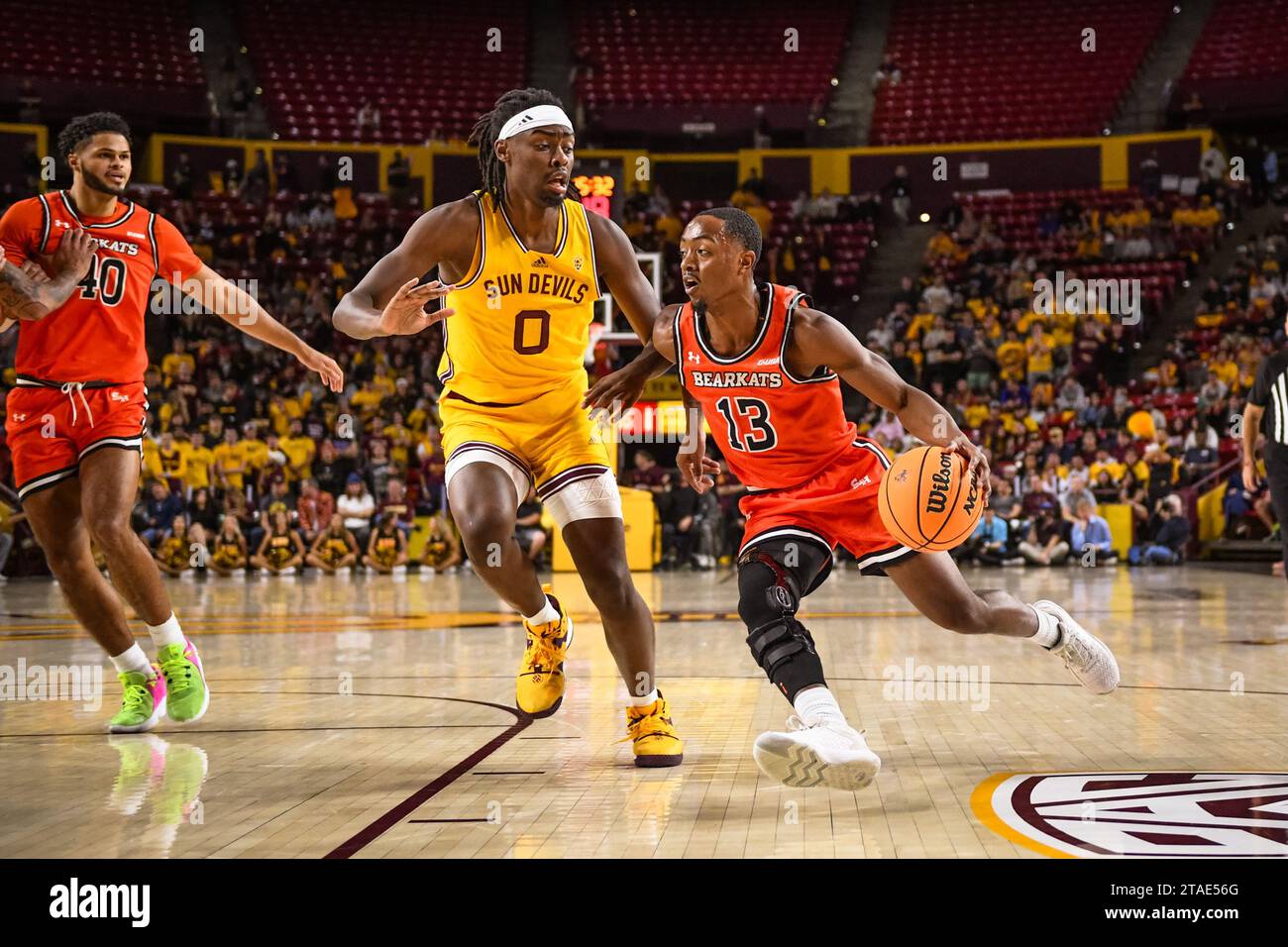 Sam Houston State Bearkats guard Jaden Ray (13) drives towards the ...