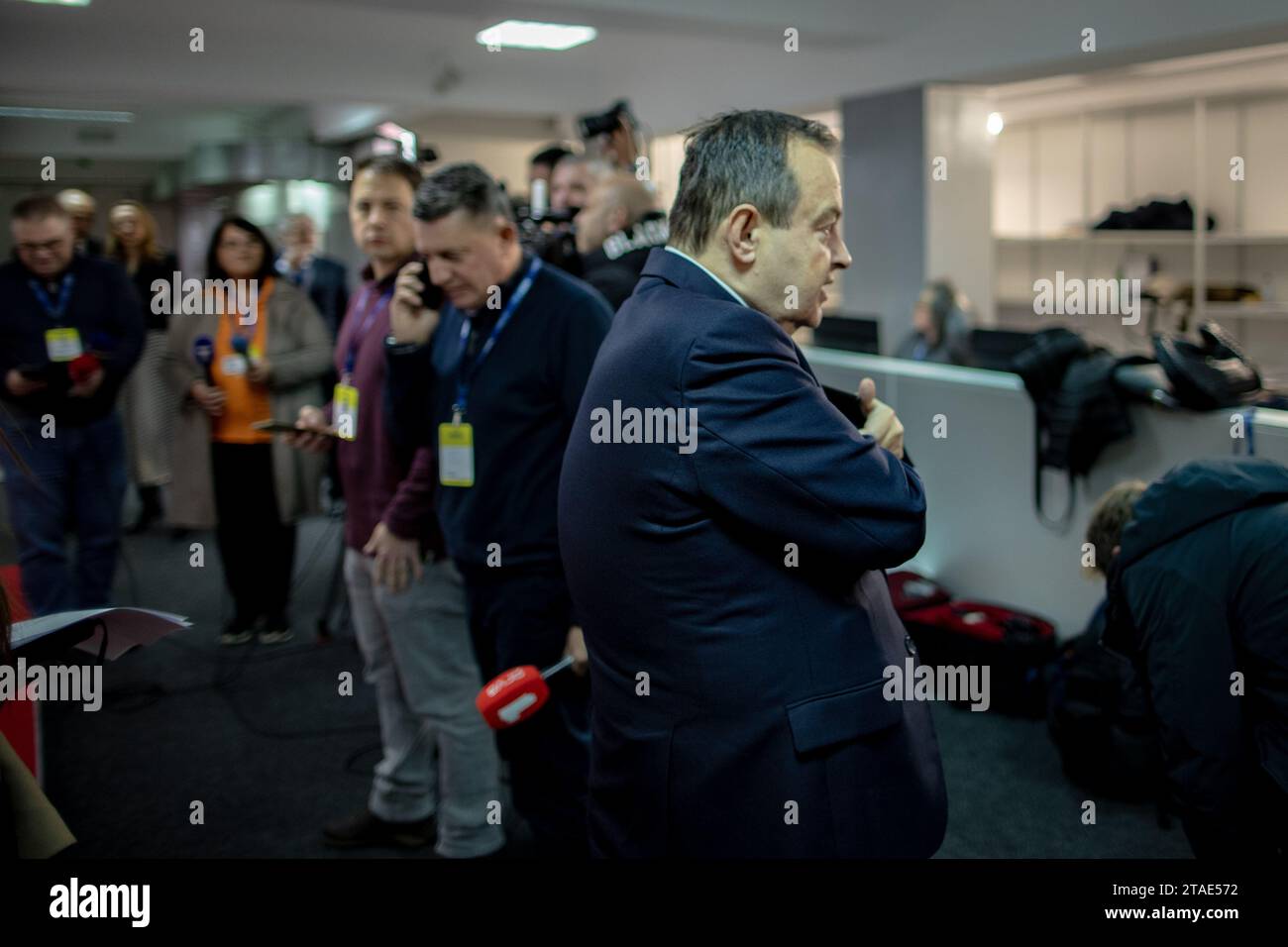 Serbian Foreign Minister Ivica Dacic spoke to the Serbian press on the ...