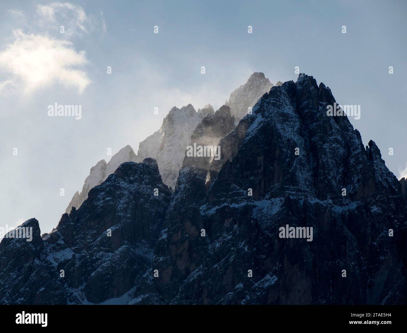 AWindy day on Dolomites park of Lavaredo Peaks of Mountain Rudo, Croda ...
