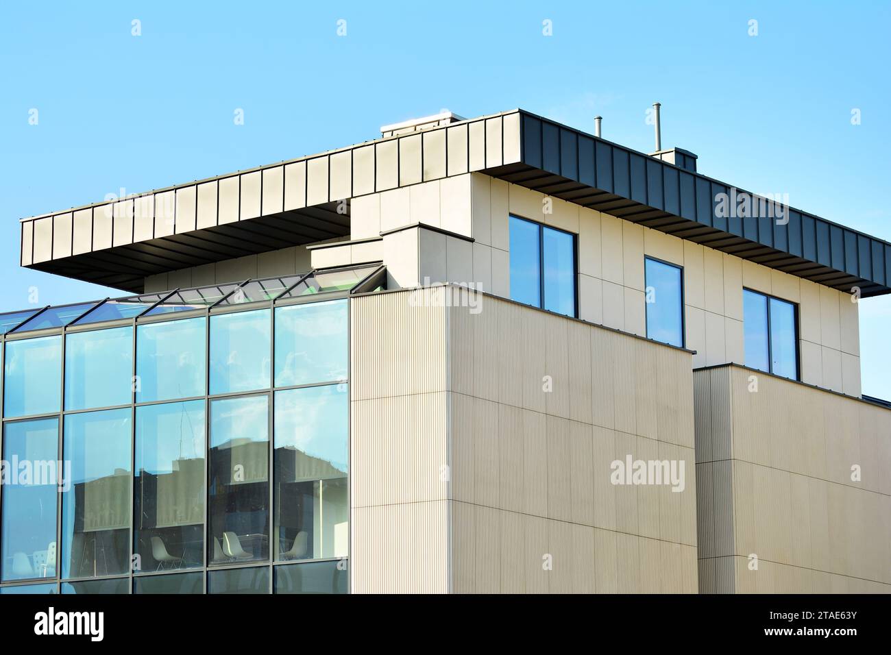 New apartment building with glass balconies. Modern architecture houses ...