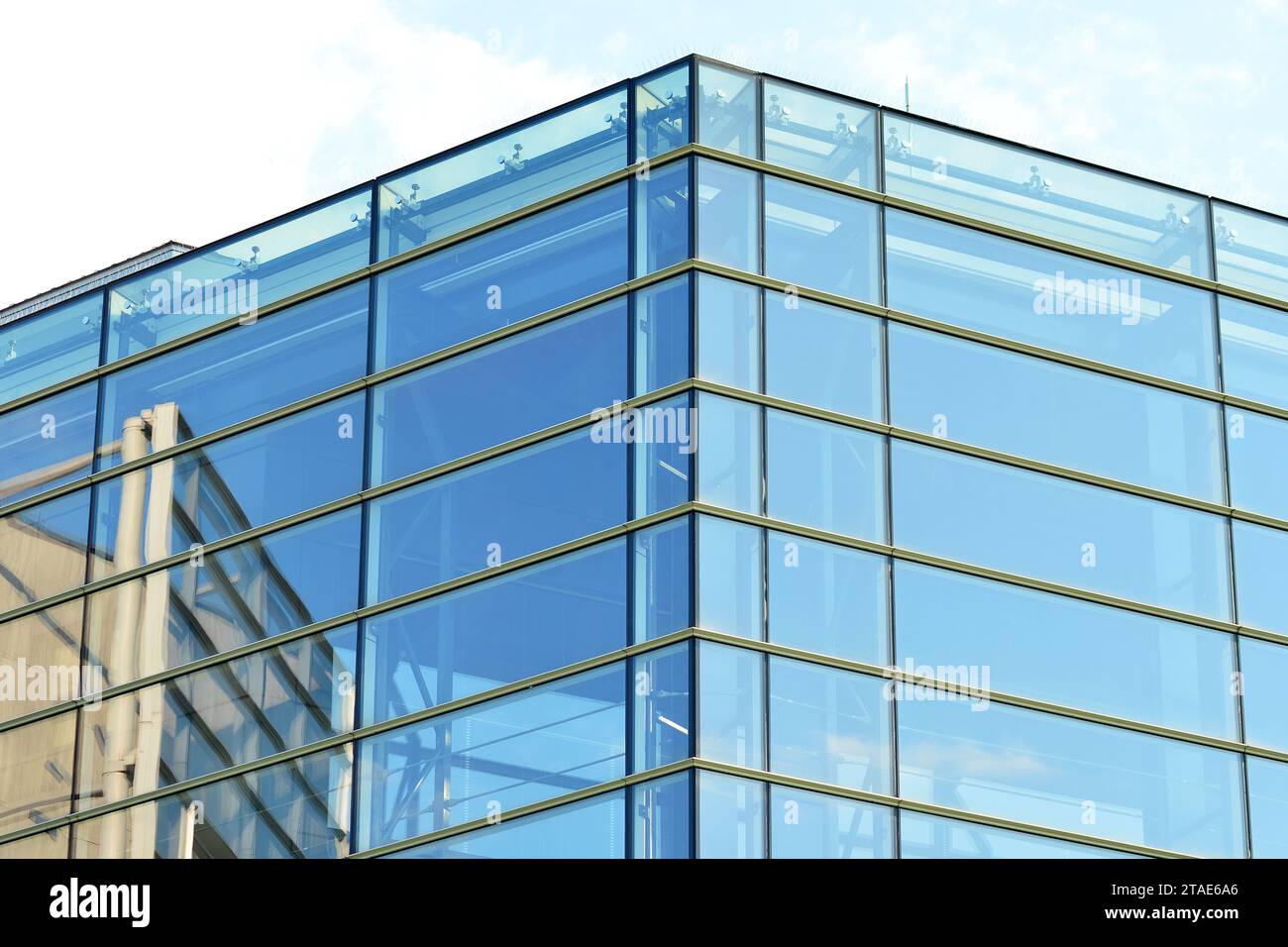 Fragment of glass and metal facade walls. Commercial office buildings ...
