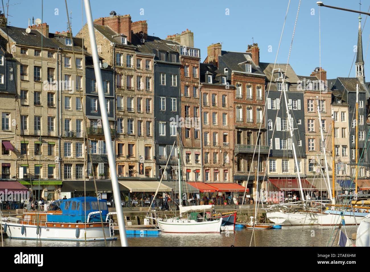 The town of Honfleur, at the mouth of the river Seine in the Calvados ...