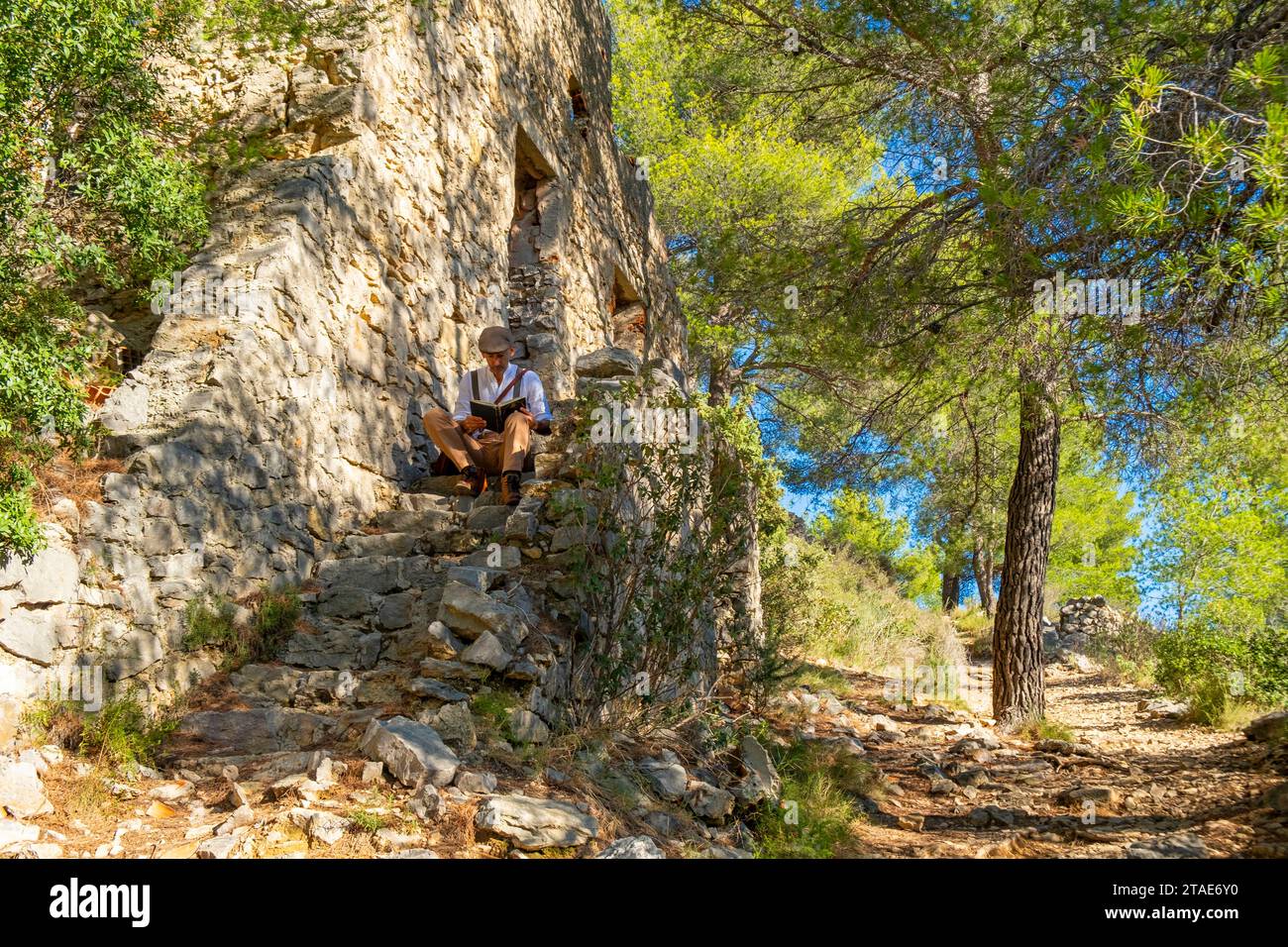 France, Bouches du Rhone, Aubagne, Marcel Pagnol trail, ruins of ...