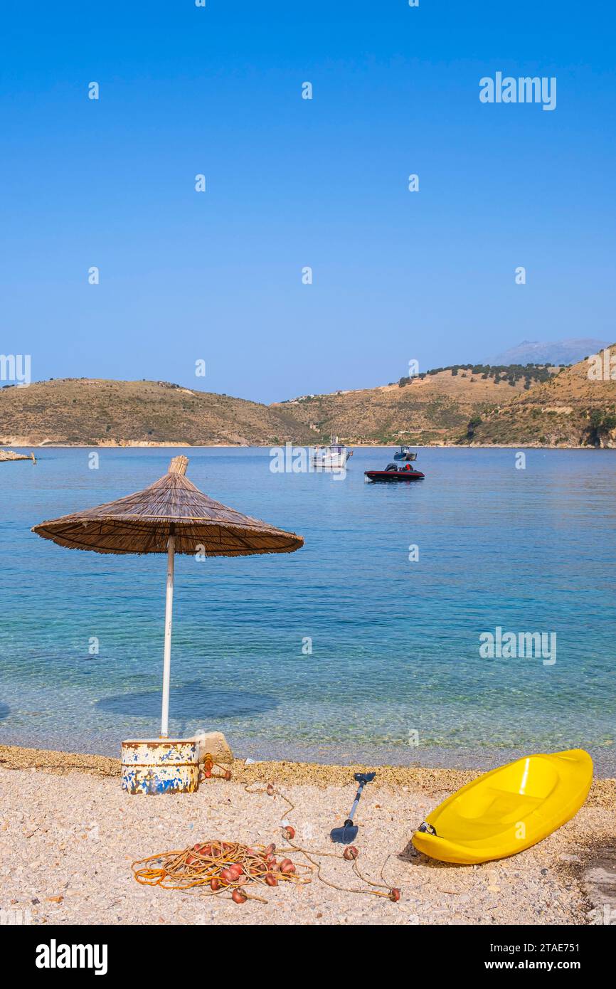 Albania, Vlora province, Albanian Riviera, surroundings of Himare, bay ...