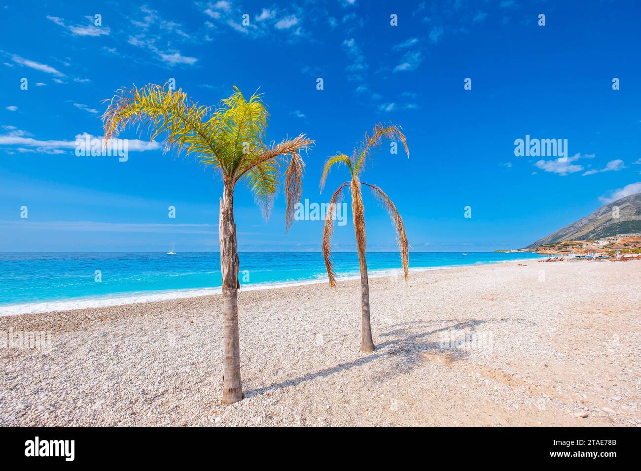 Albania, Vlora province, Dhermi, seaside resort on the Albanian Riviera ...