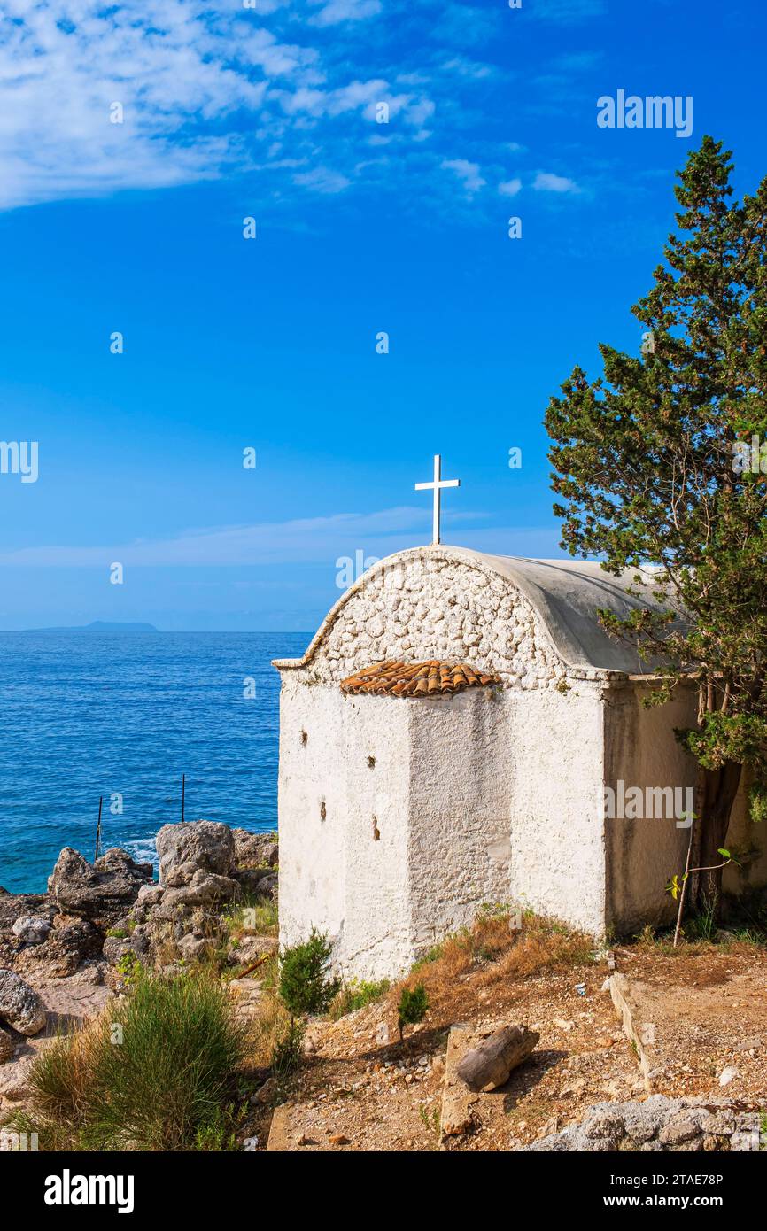 Albania, Vlora province, Dhermi, seaside resort on the Albanian Riviera ...