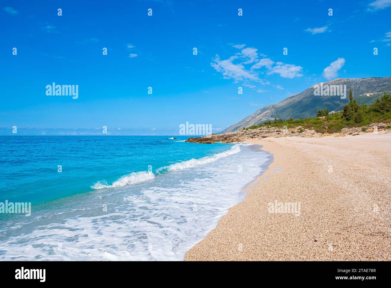 Albania, Vlora province, Dhermi, seaside resort on the Albanian Riviera ...