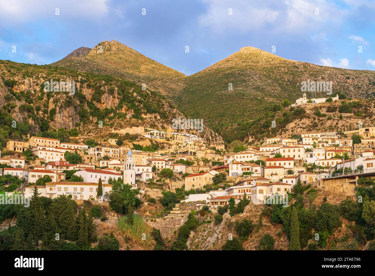 Albania, Vlora province, the old village of Dhermi built on a slope of ...
