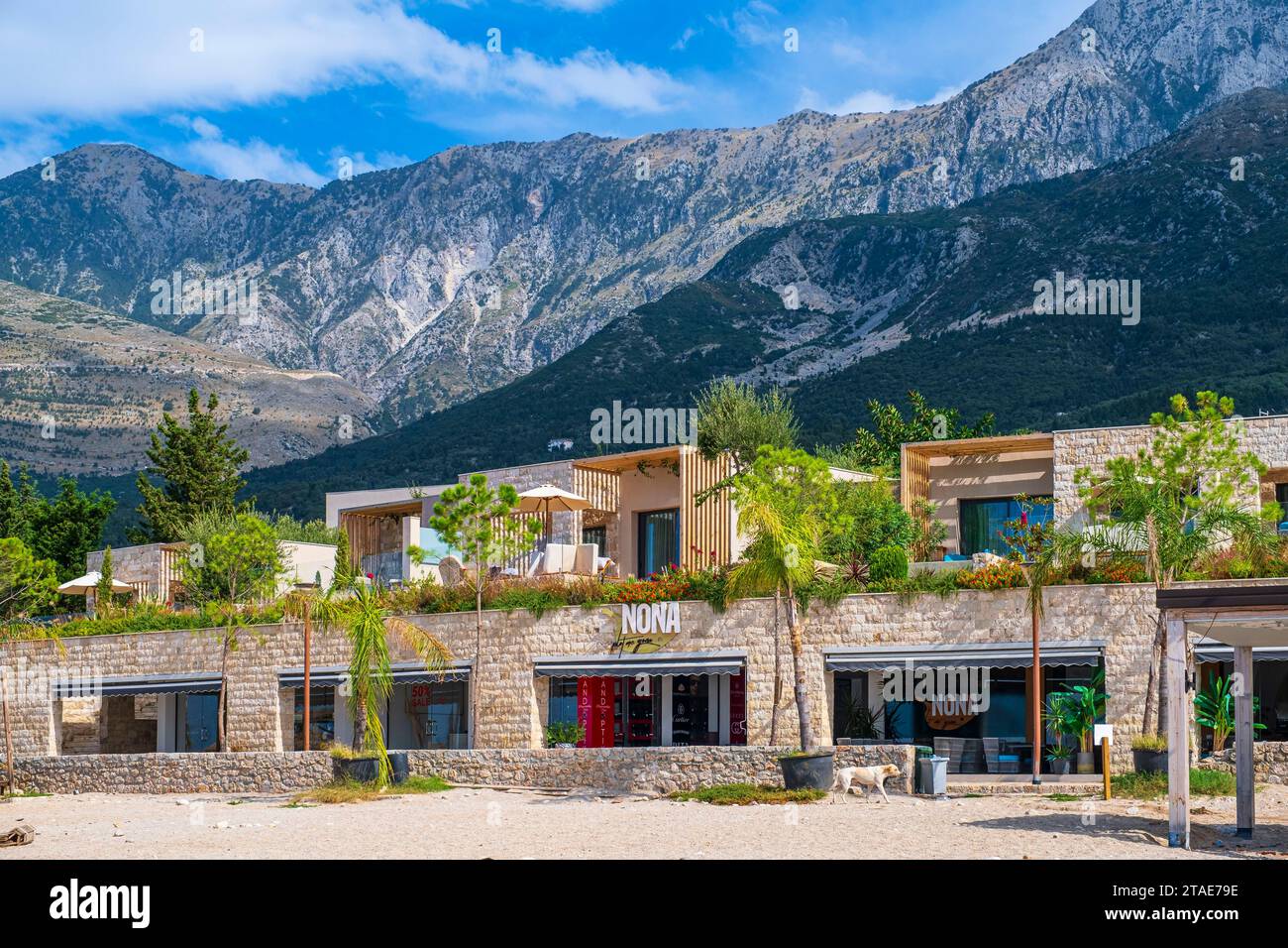 Albania, Vlora province, Dhermi, seaside resort on the Albanian Riviera ...