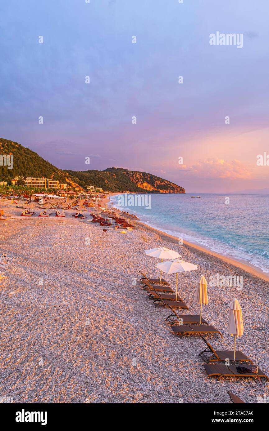Albania, Vlora province, Dhermi, seaside resort on the Albanian Riviera ...