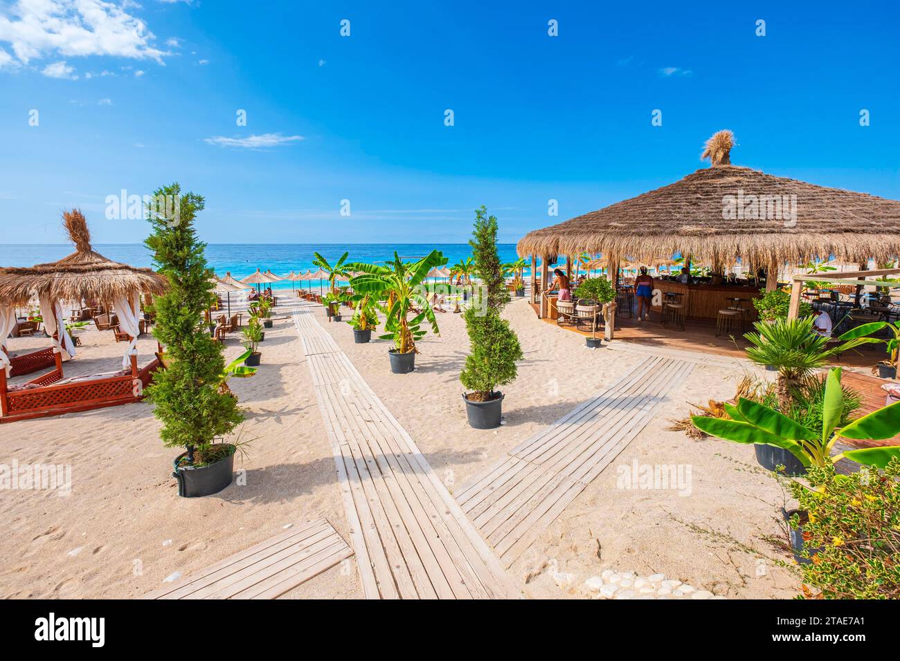 Albania, Vlora province, Dhermi, seaside resort on the Albanian Riviera ...