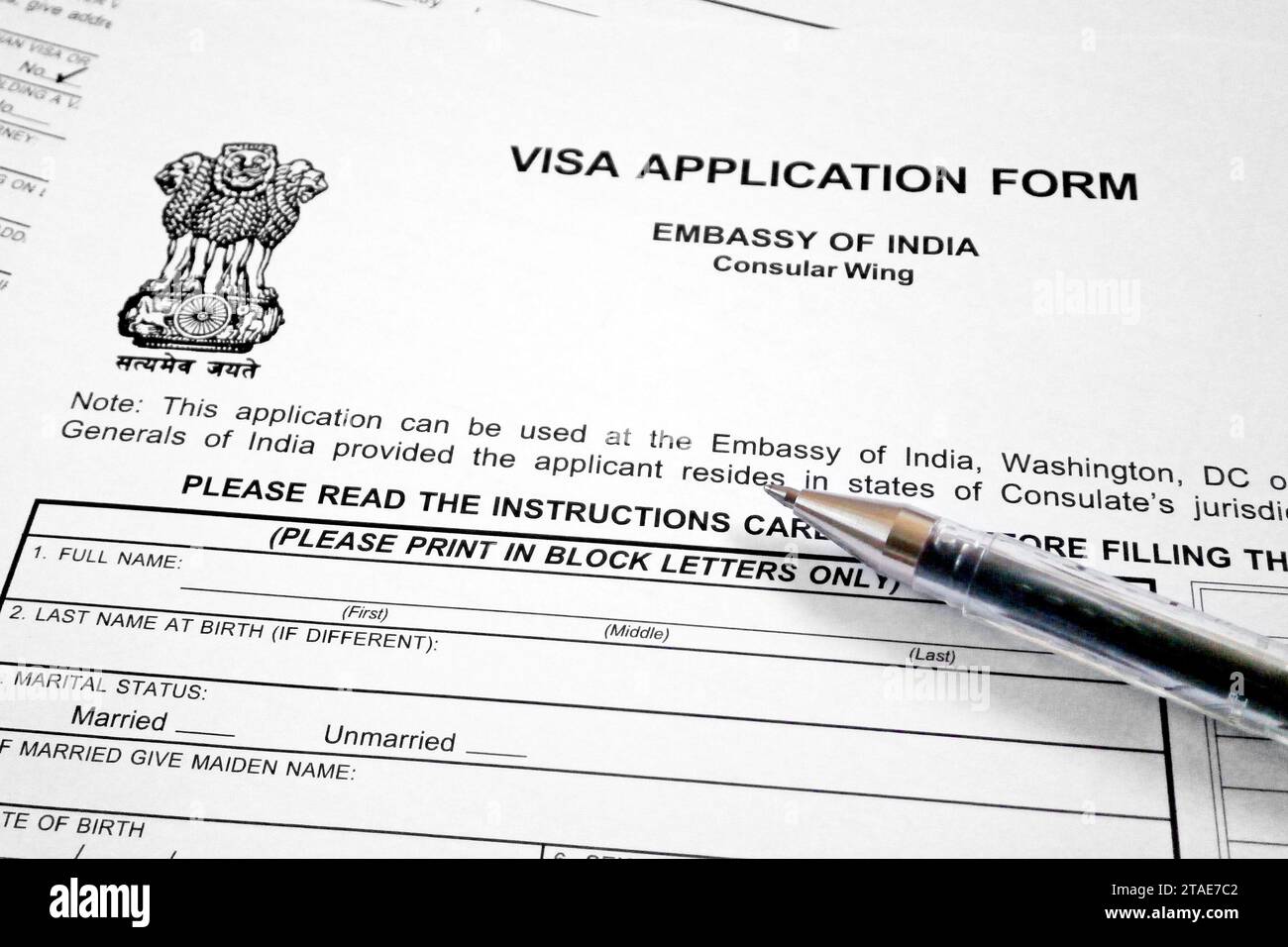 Indian visa application form hi-res stock photography and images - Alamy