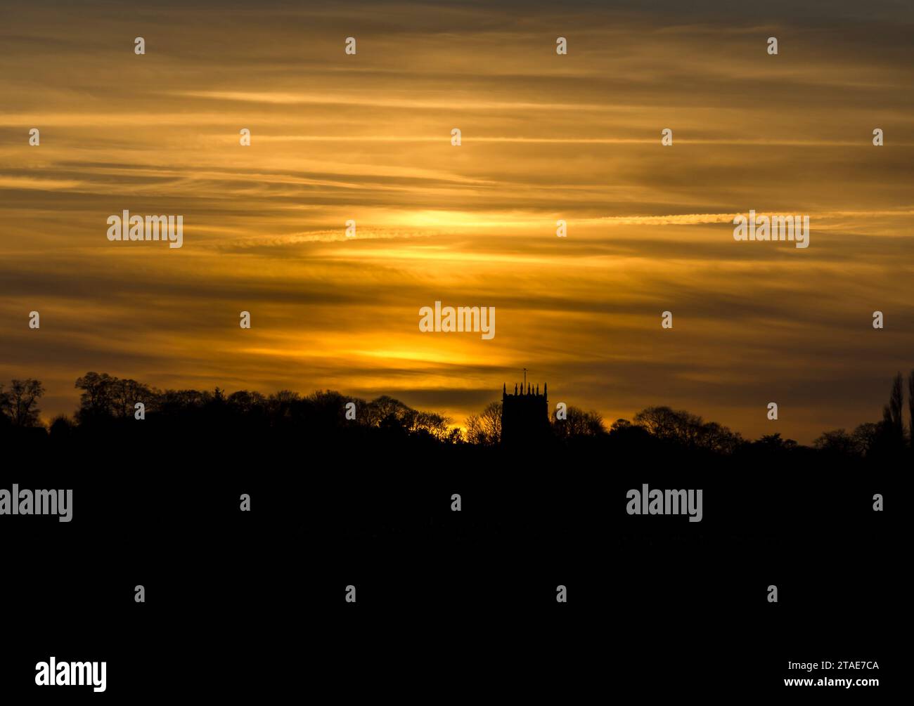 Sunset behind St John the Evangelist church Washingborough ...