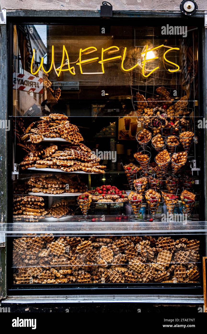 Waffle bakery shop window in Gamla Stan, Stockholm Old Town Stock Photo ...