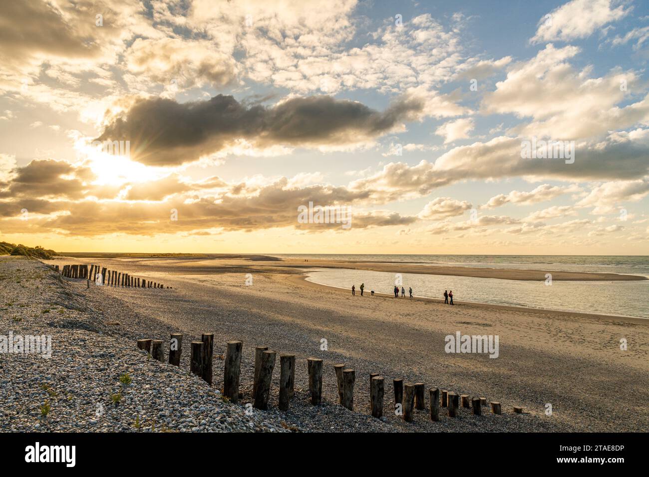 France, Somme (80), Baie de Somme, Le Hourdel, Sunset over the Hourdel ...