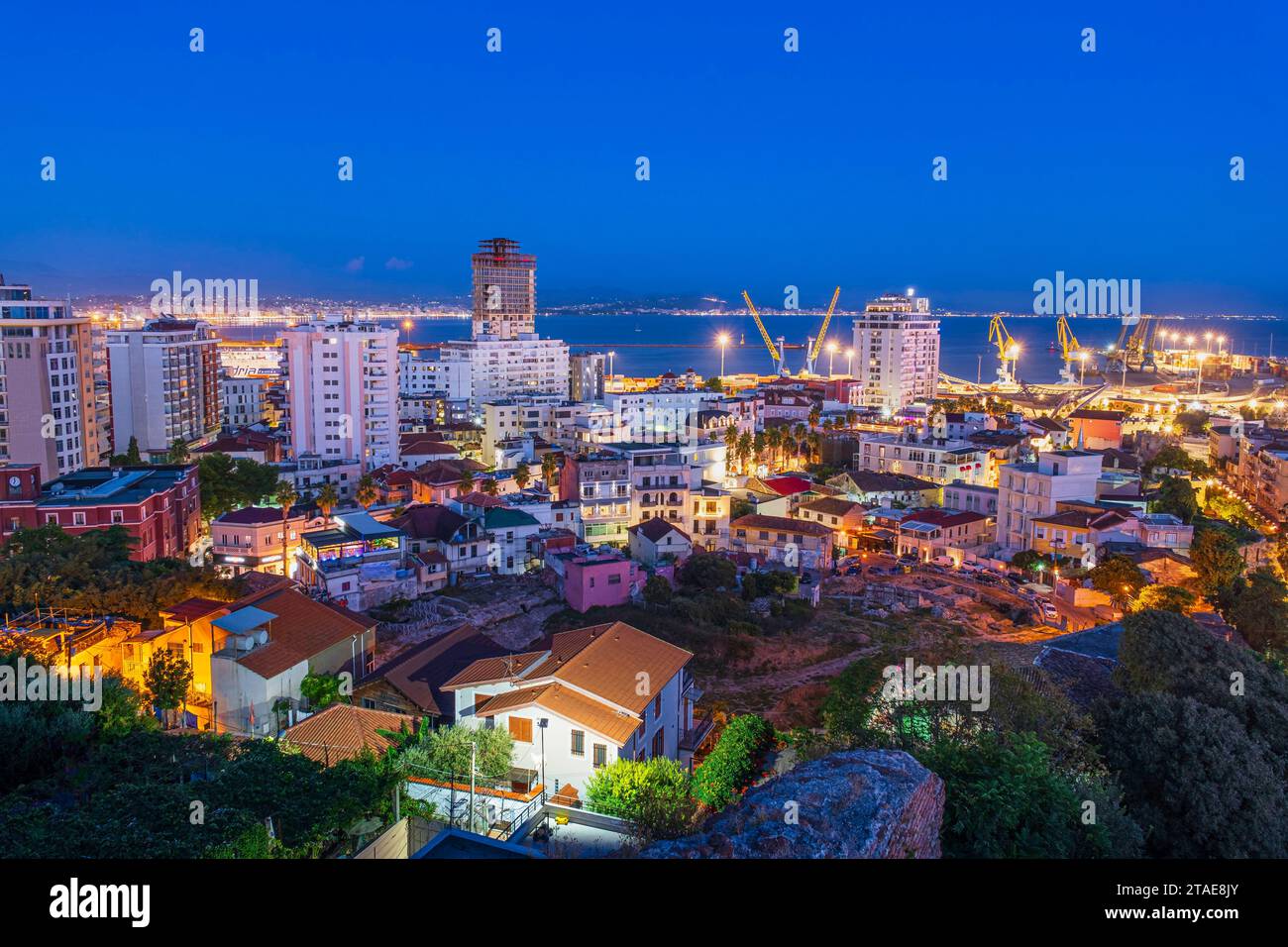 Albania, Durres, panorama over the city from the fortifications Stock ...