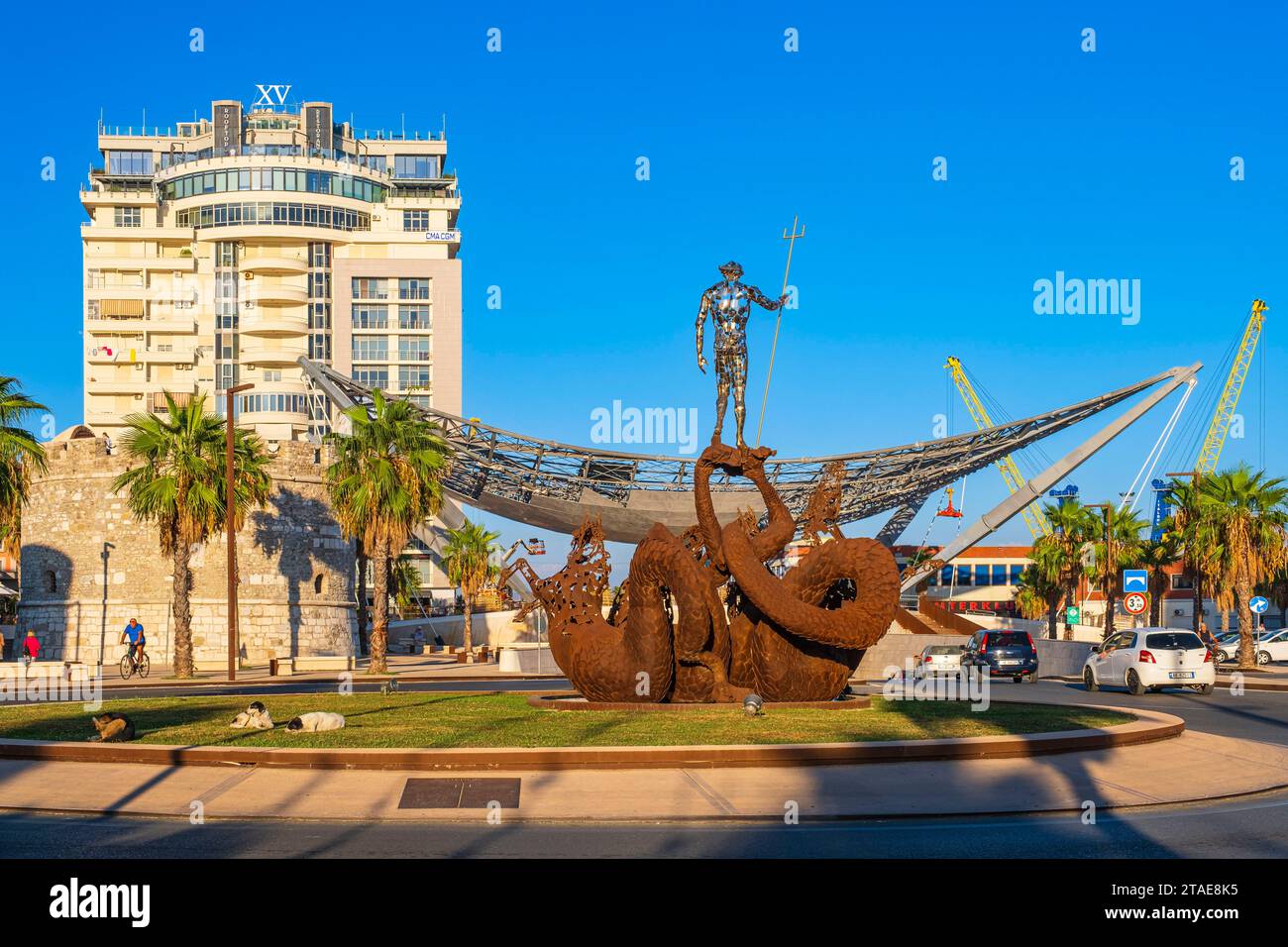 Albania, Durres, statue of Redon (or Rodon), Illyrian god of the seas ...