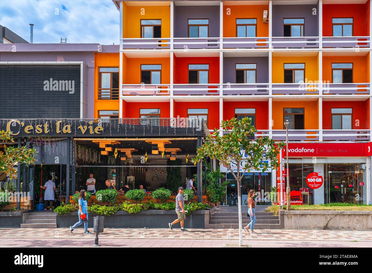 Albania, Fier, bar with a French name C'est La Vie Stock Photo - Alamy
