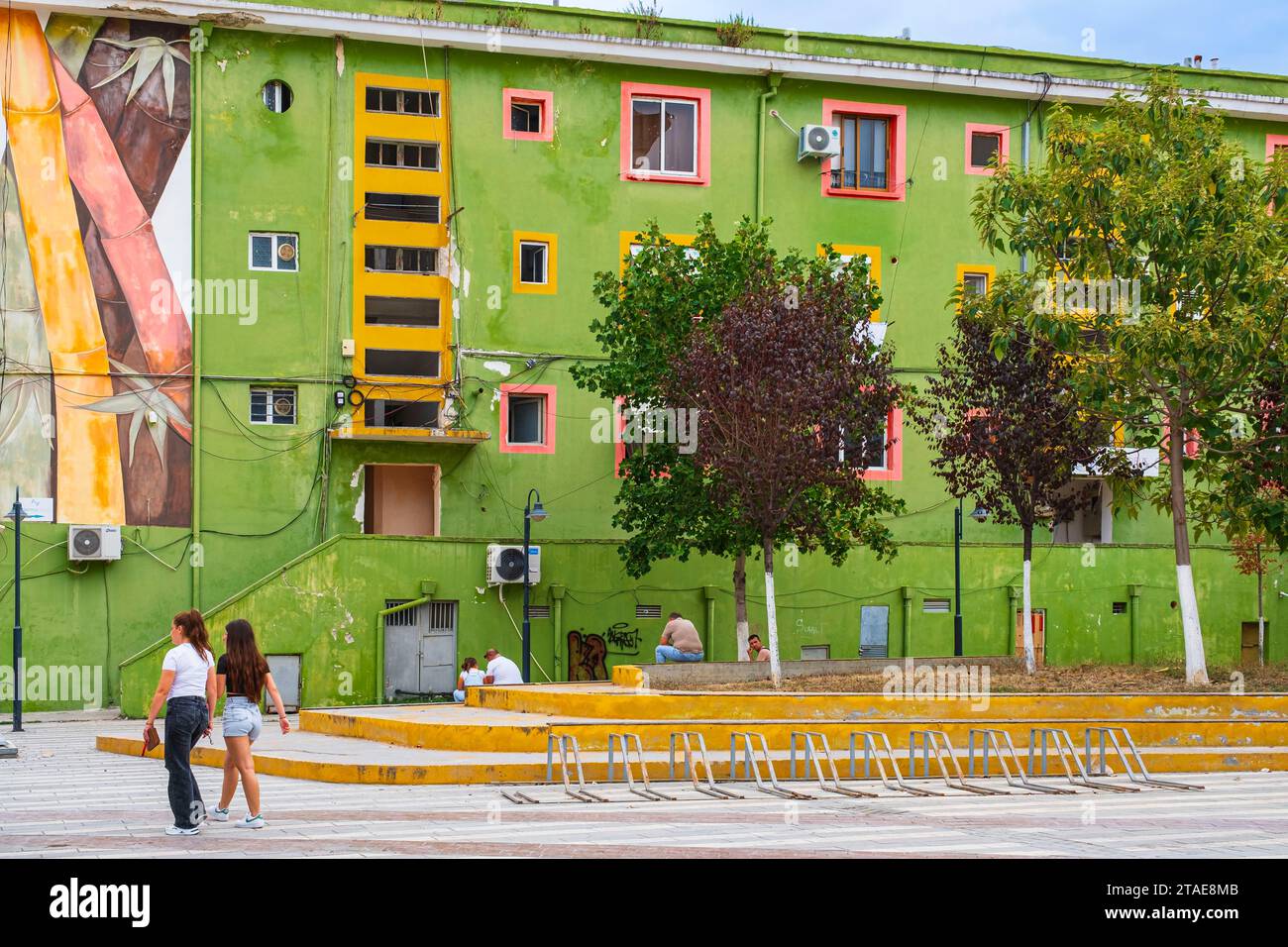 Albania, Fier, colorful building of the city centre Stock Photo - Alamy