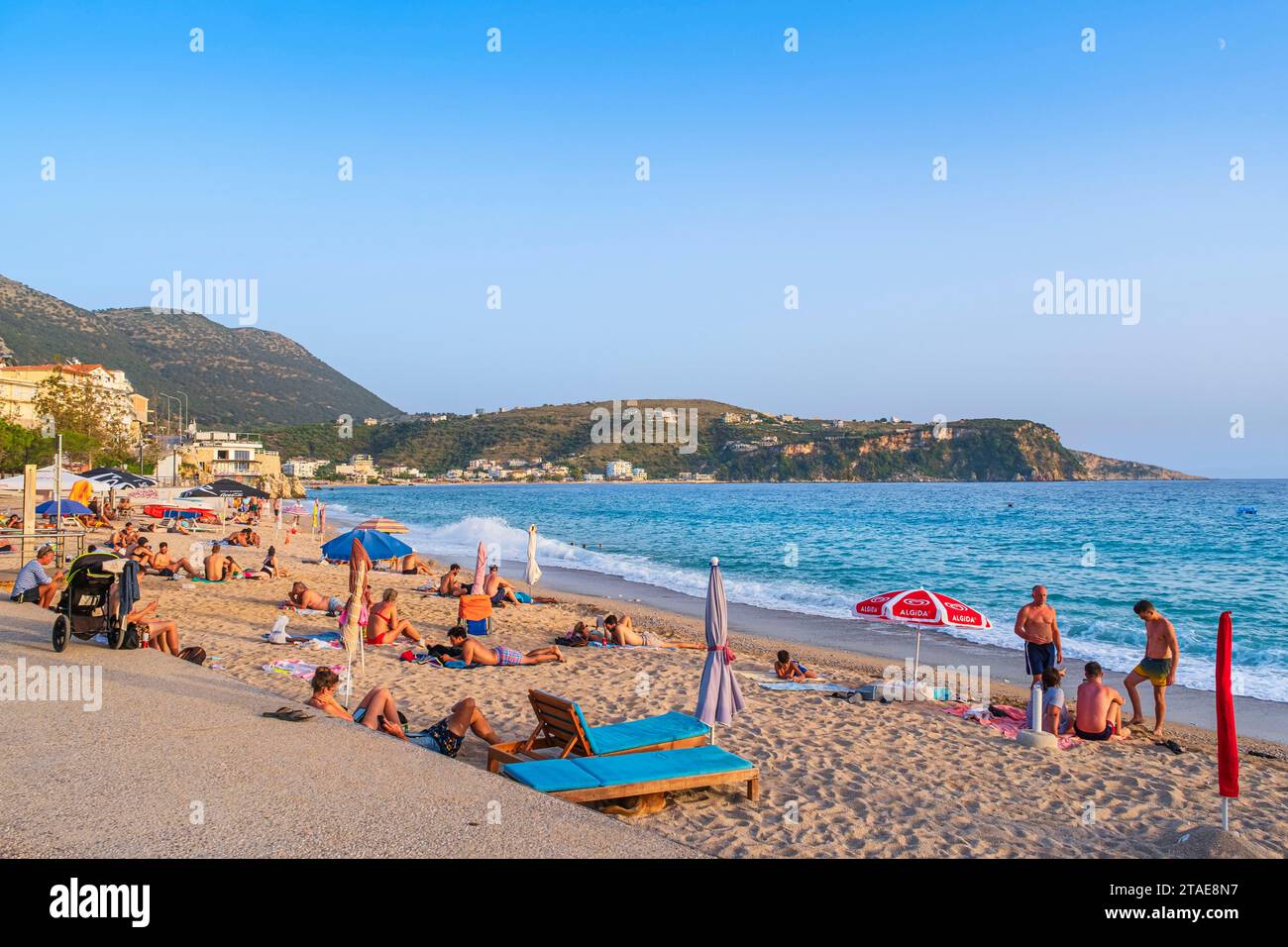 Albania, Vlora province, Himare, seaside resort on the Albanian Riviera ...