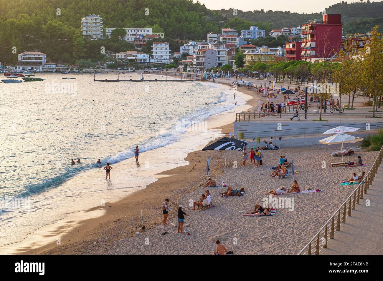 Albania, Vlora province, Himare, seaside resort on the Albanian Riviera ...