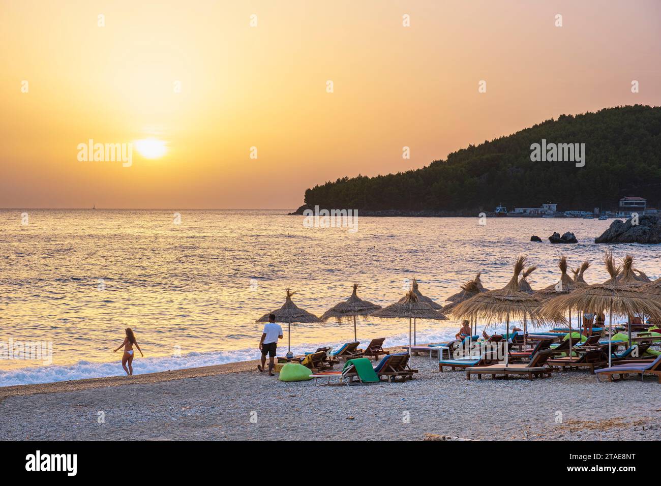 Albania, Vlora province, Himare, seaside resort on the Albanian Riviera ...