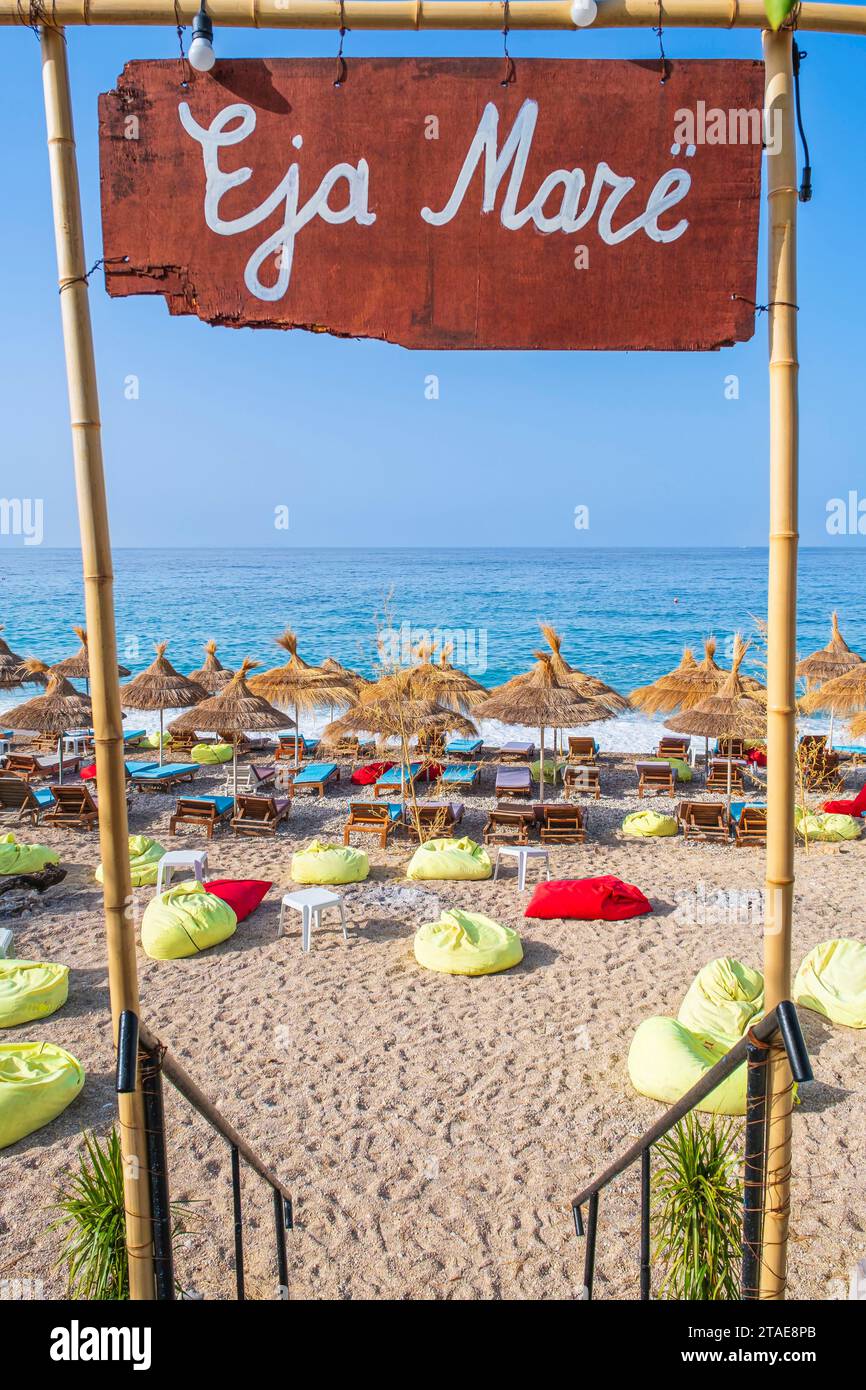 Albania, Vlora province, Himare, seaside resort on the Albanian Riviera ...