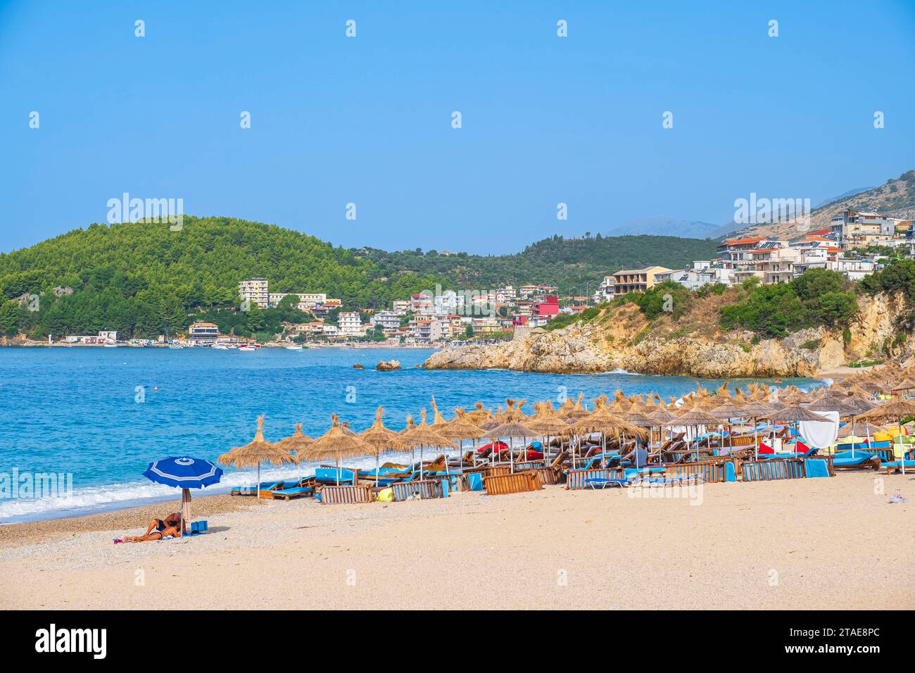 Albania, Vlora province, Himare, seaside resort on the Albanian Riviera ...
