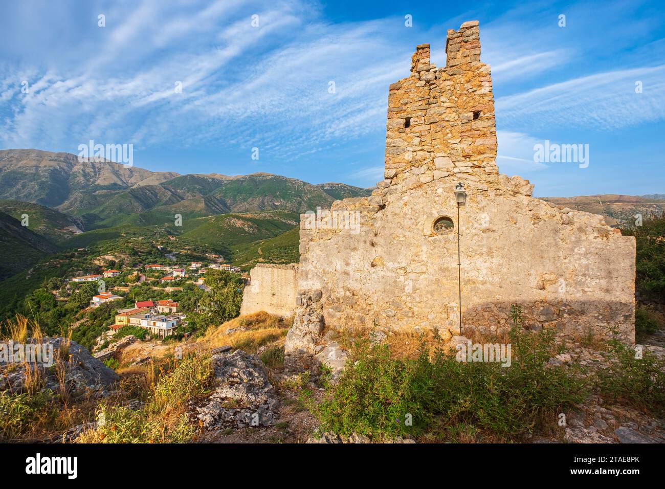 Albania, Vlora province, Himare, the old village, remains of the castle ...