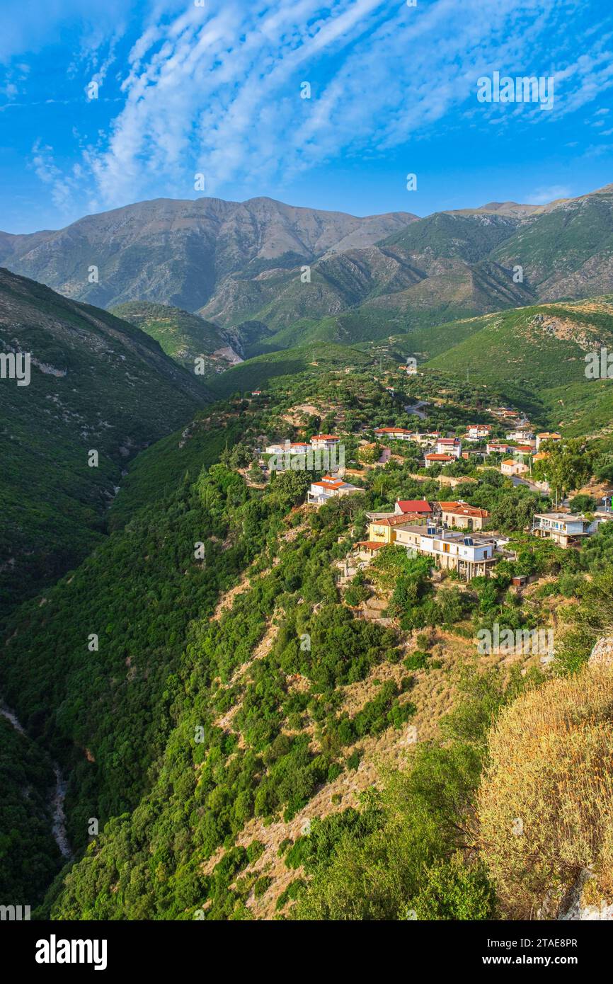 Albania, Vlora province, Himare, panorama from the castle in the old ...