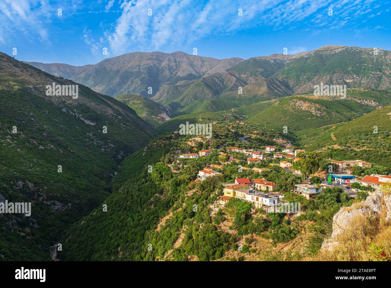Albania, Vlora province, Himare, panorama from the castle in the old ...
