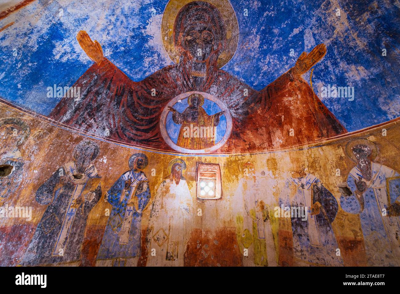 Albania, Vlora province, Himare, the old village, fresco of St. Sergius ...