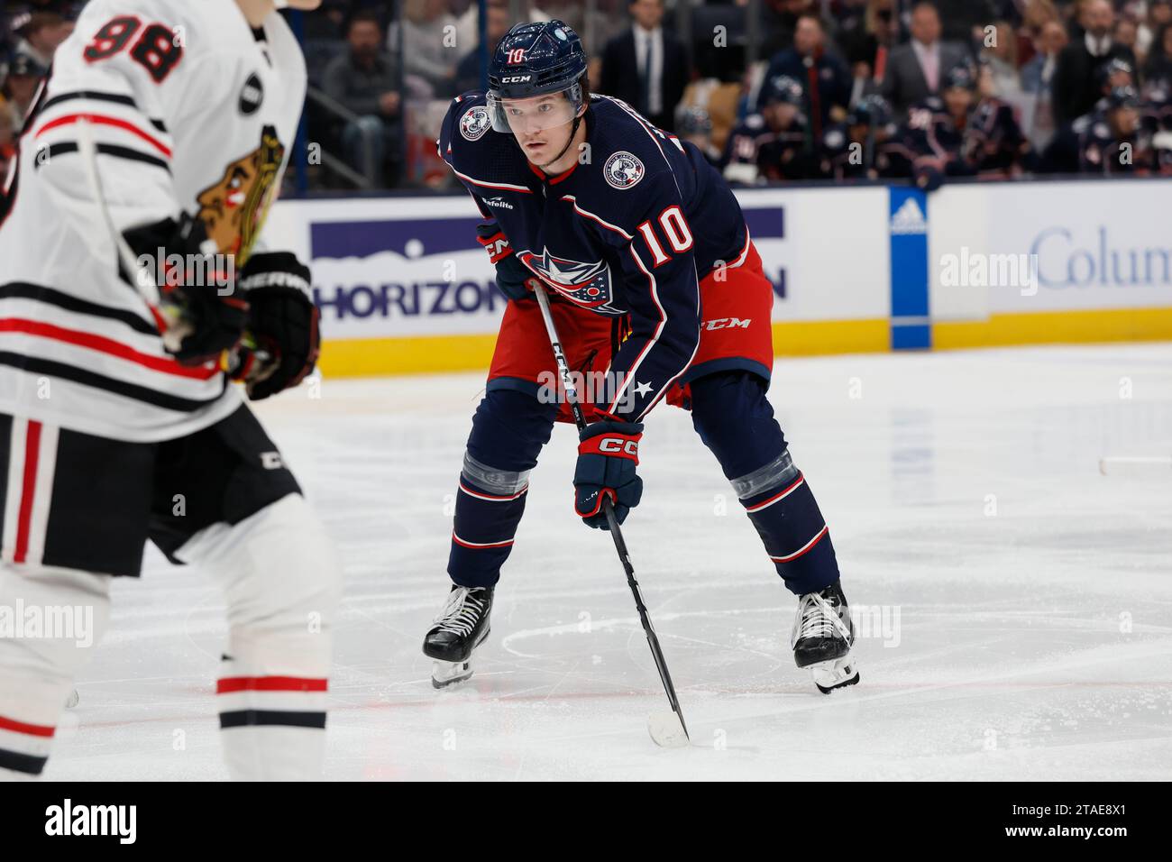 Columbus Blue Jackets' Dmitri Voronkov plays against the Chicago ...