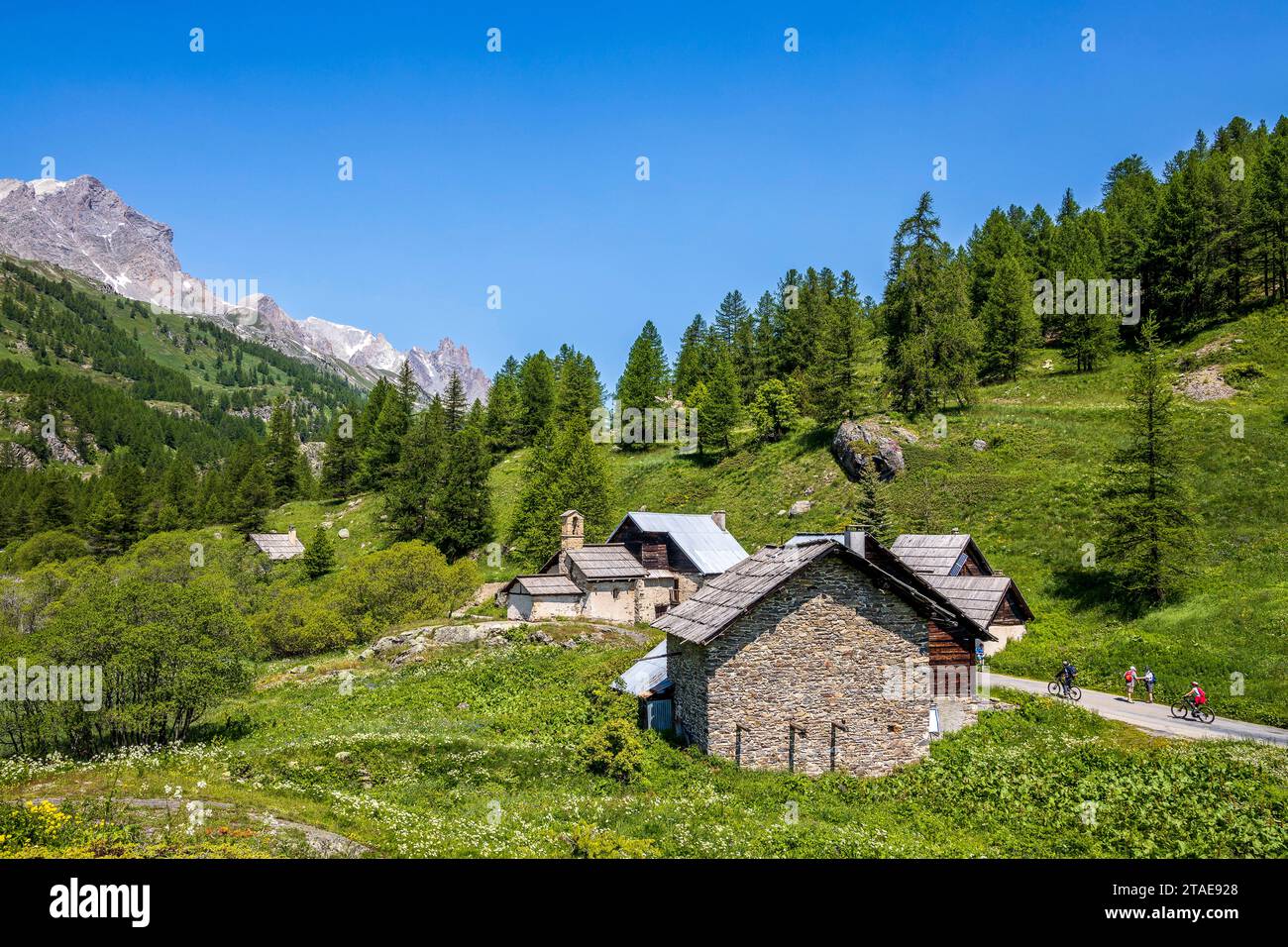 France, Hautes-Alpes, Névache, high valley of La Clarée, chalets of ...