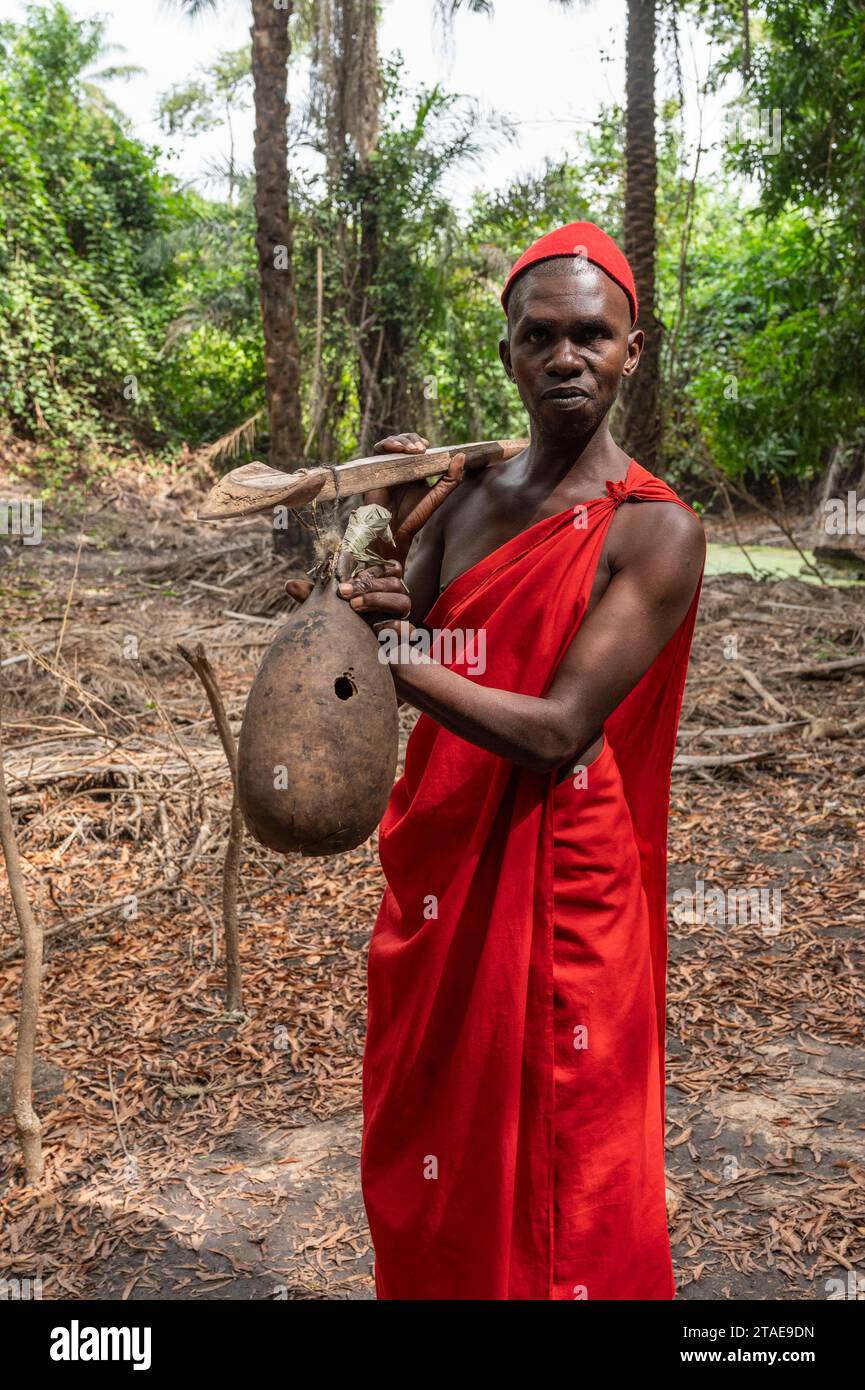 Senegal, Casamance, Boucotte, Diola museum, guide with traditional ...